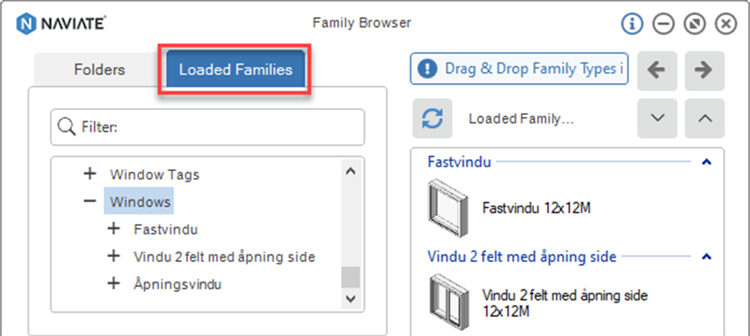 New Family Browser to access families in the cloud