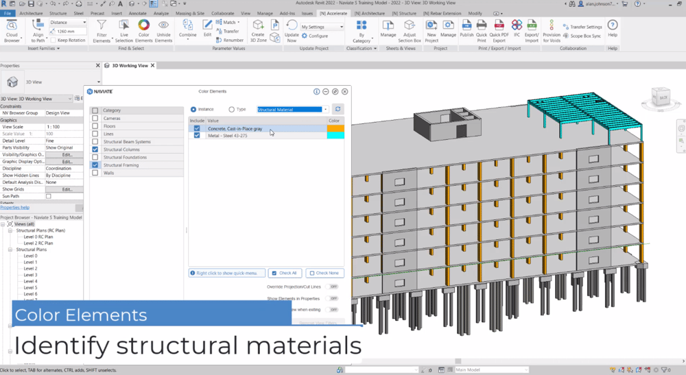 Color Elements for Structural engineers - identify materials and level ...