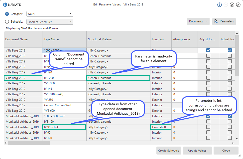 Edit parameter values on multiple elements with Naviate for Revit