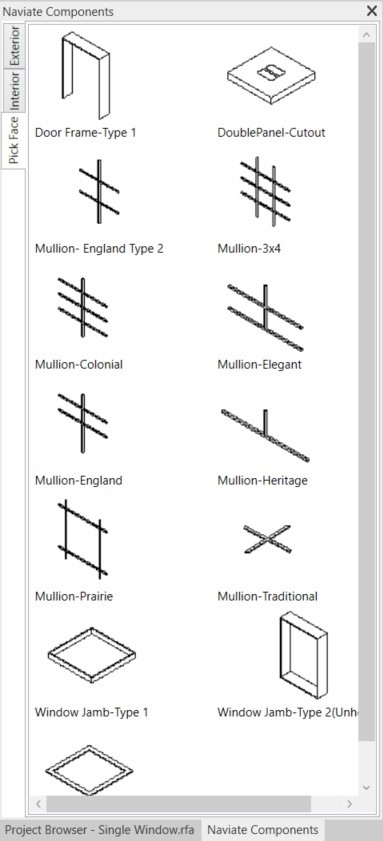 Component browser - how to nest elements to door and window families