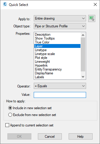Select objects in Civil 3D with Naviate